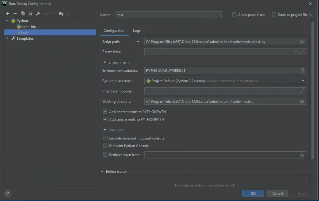 ODOO app development tutorial: Configurando Pycharm EN WINDOWS